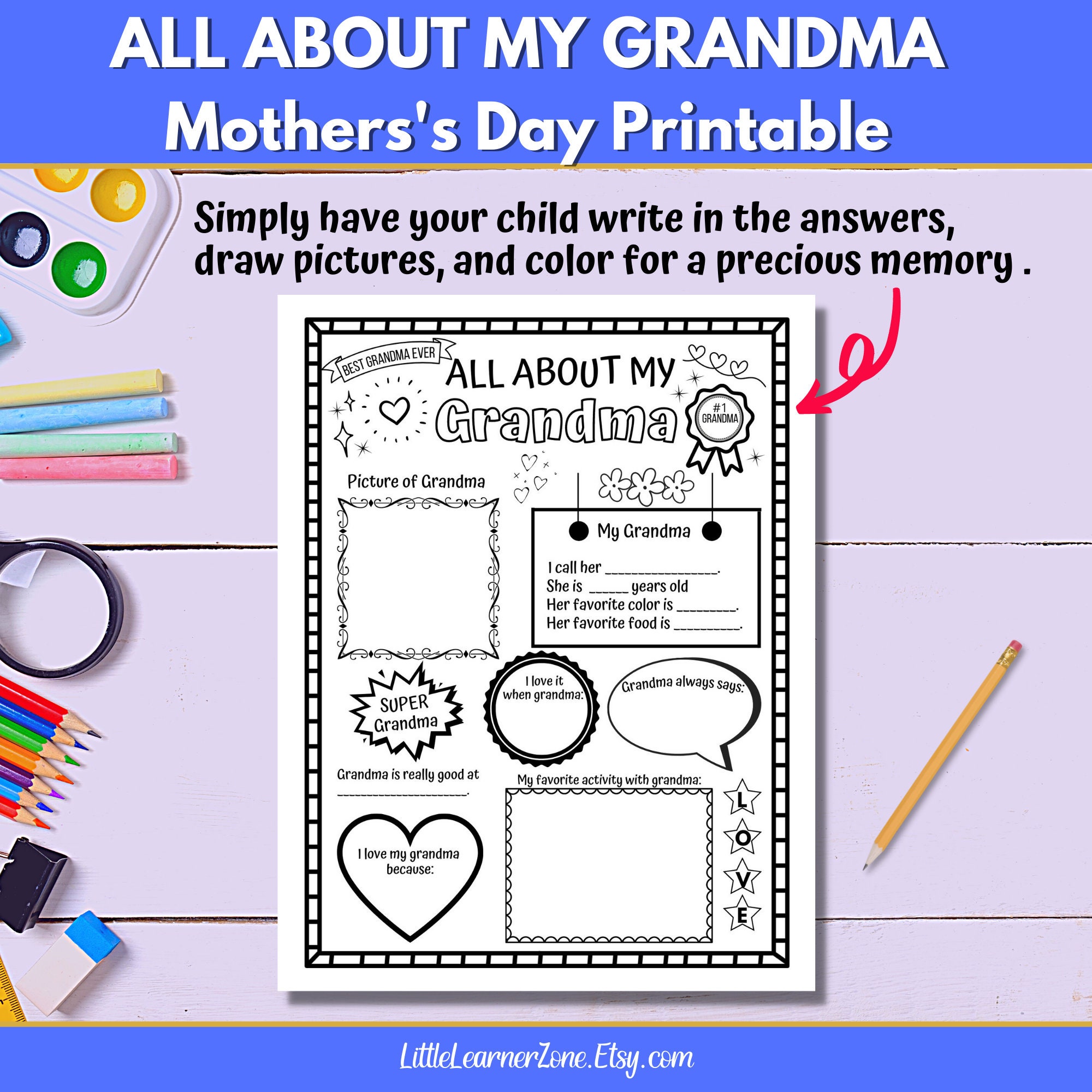 All About My Grandma Printable, Kids Mother's Day Printable ...