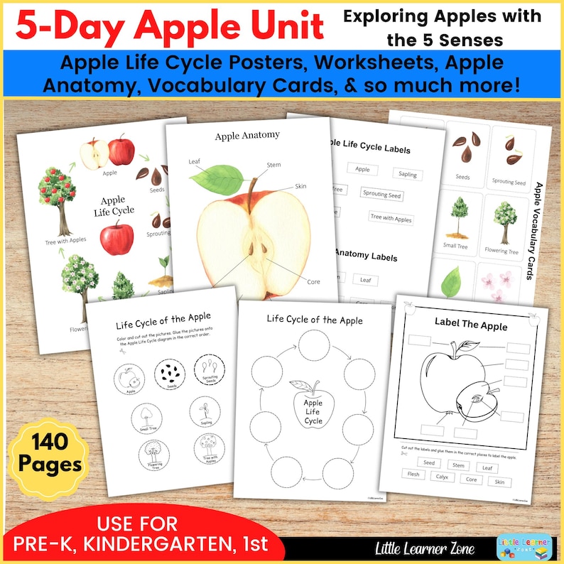 Apple Unit Study Homeschool Printable 5 Day Apple Activity Bundle ...