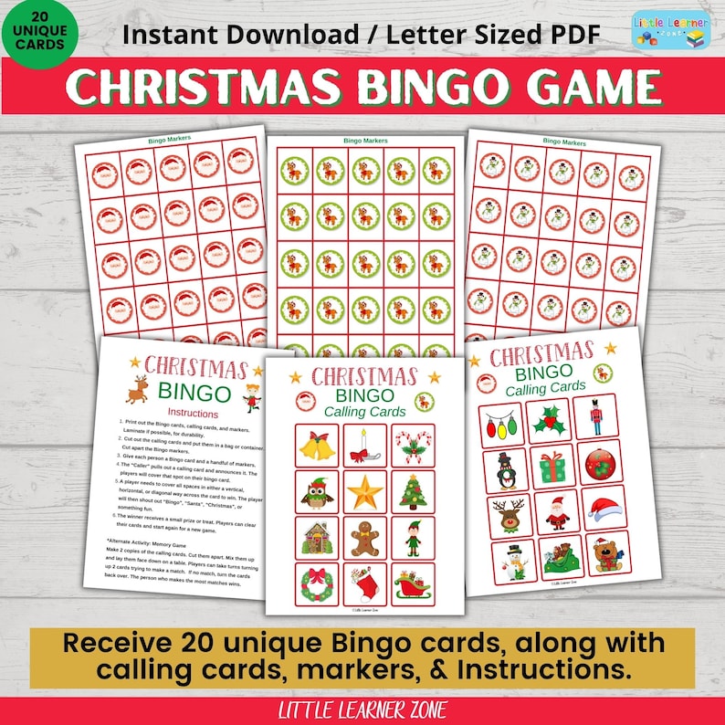 Christmas Bingo Printable Christmas Bingo Game, Christmas Bingo Cards ...