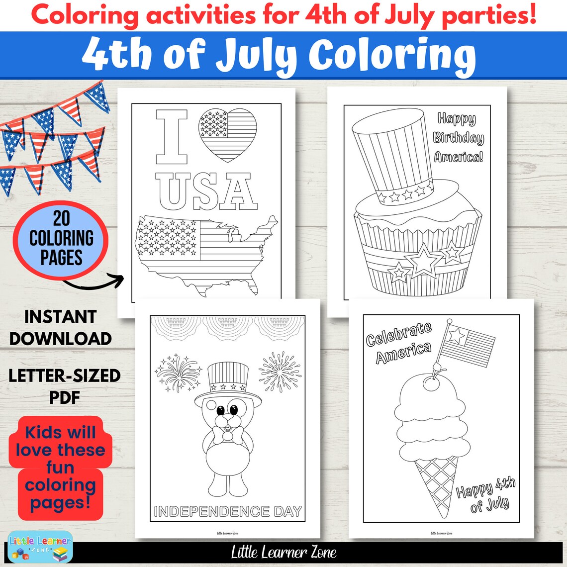 4th of July Coloring Pages for Kids, July 4th Coloring Sheets Printable ...