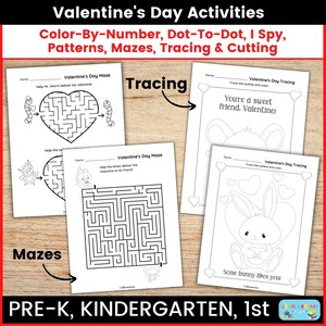 Kids Valentine's Day Activity Pack, Printable Kids Valentine's Day ...