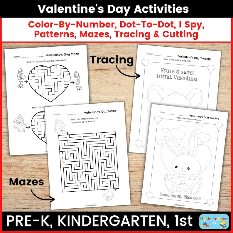 Kids Valentine's Day Activity Pack, Printable Kids Valentine's Day ...
