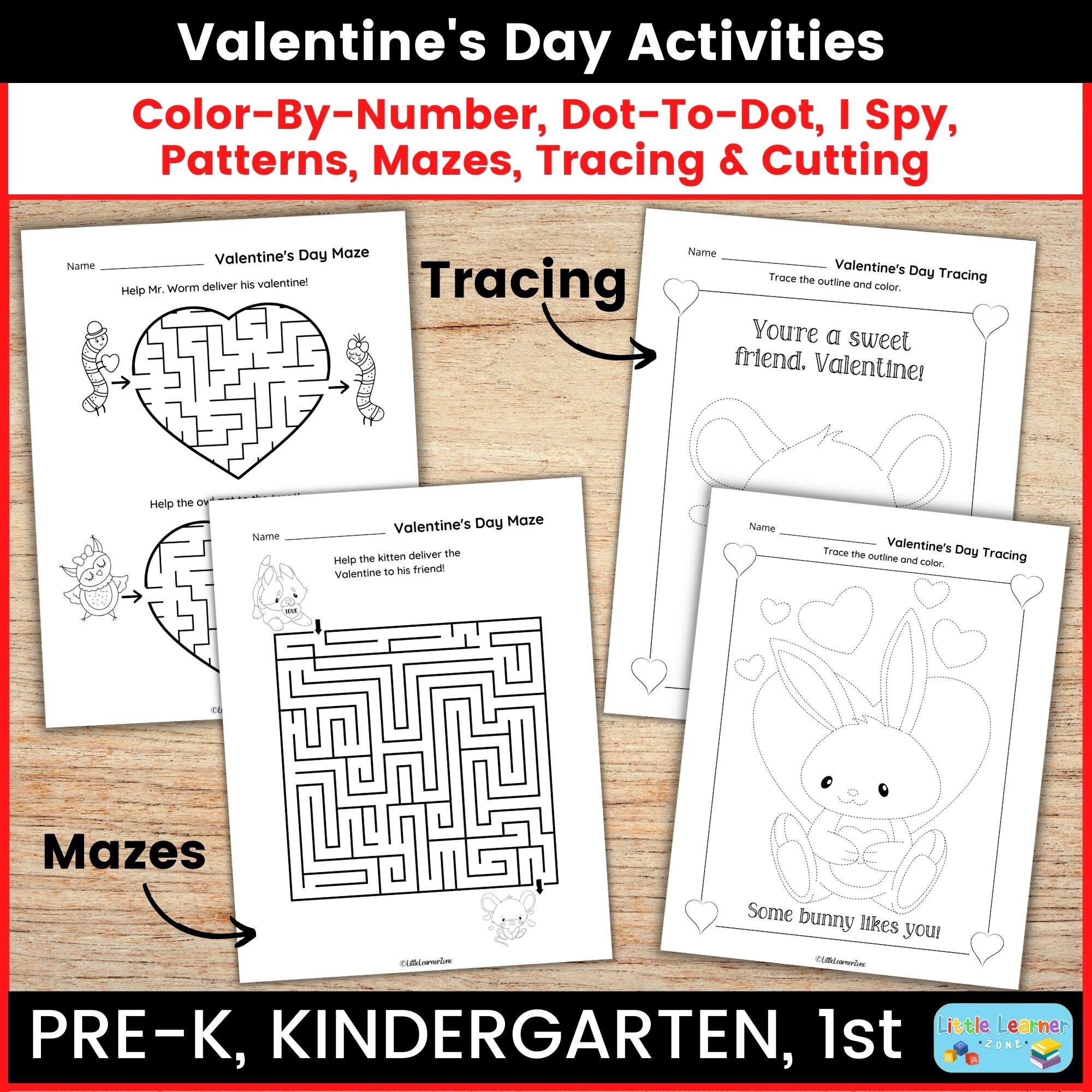 Kids Valentine's Day Activity Pack, Printable Kids Valentine's Day ...