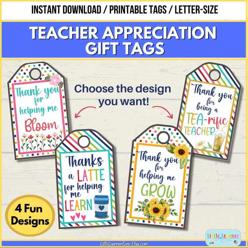 Teacher Appreciation Gift Tags, Teacher Gift Tag Printable, Teacher ...