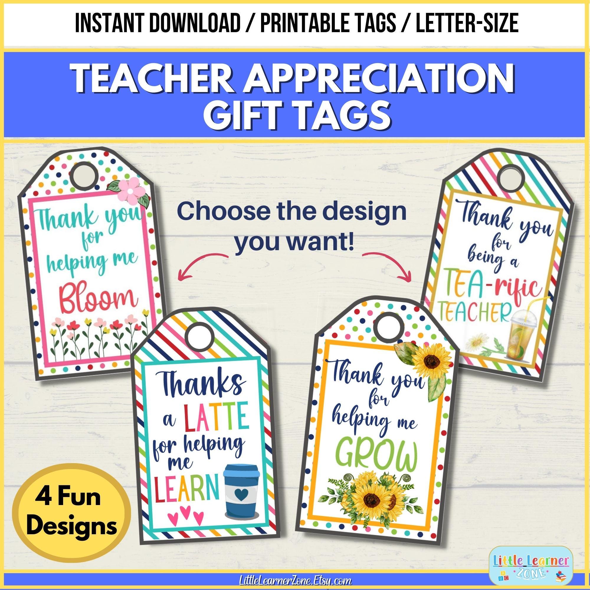 Teacher Appreciation Gift Tags, Teacher Gift Tag Printable, Teacher ...