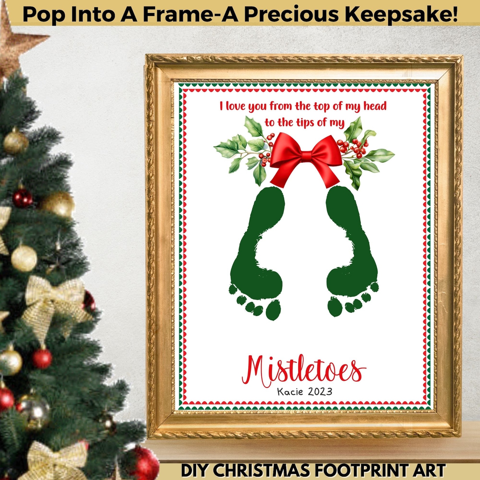 Mistletoe Christmas Footprint Art Craft, Christmas Footprint Craft ...