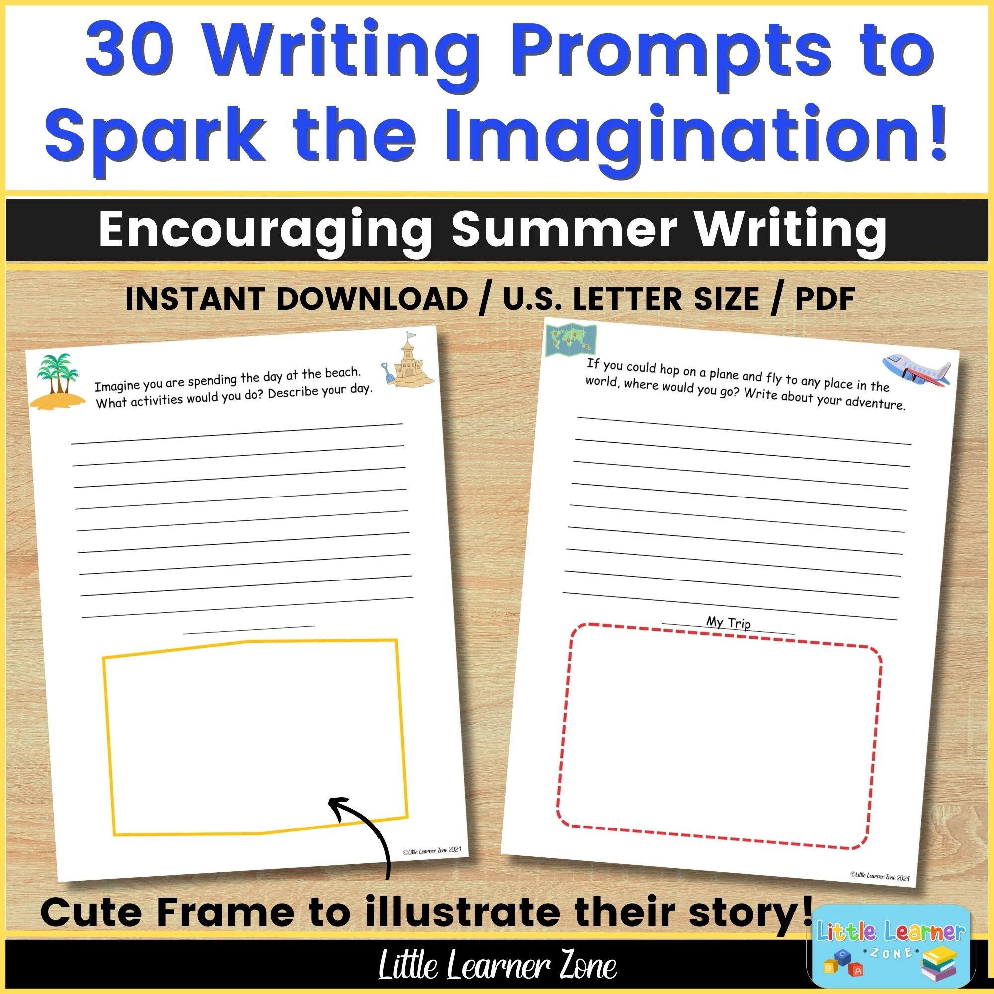 Kid's Summer Journal Printable Writing Prompts for Kids, Summer ...