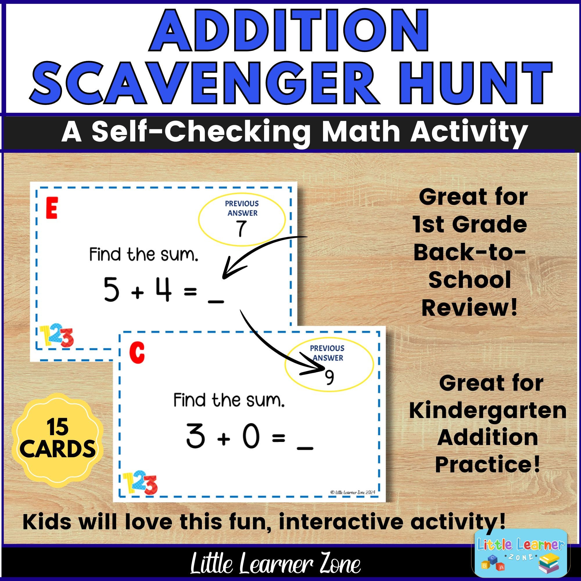 Addition Scavenger Hunt Math Activity Printable, Interactive Math Game ...