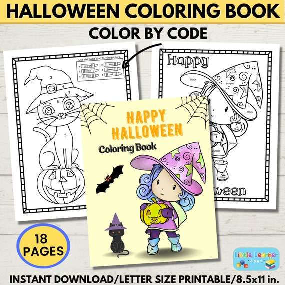 Kid's Halloween Coloring Book Printable Halloween Color - Etsy