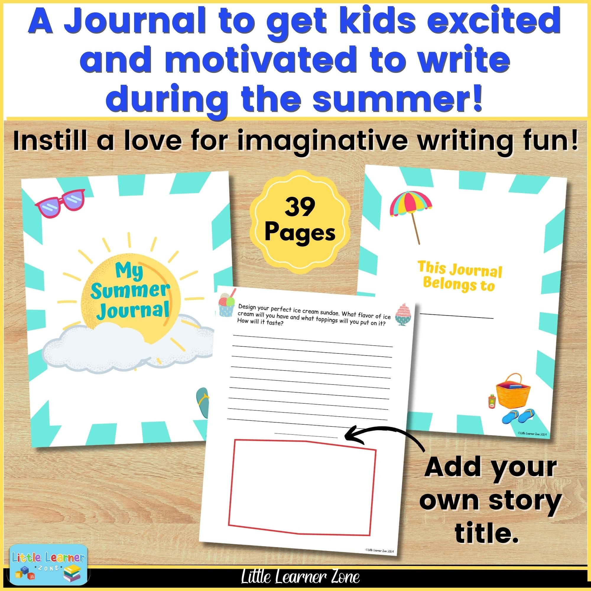 Kid's Summer Journal Printable Writing Prompts for Kids, Summer ...