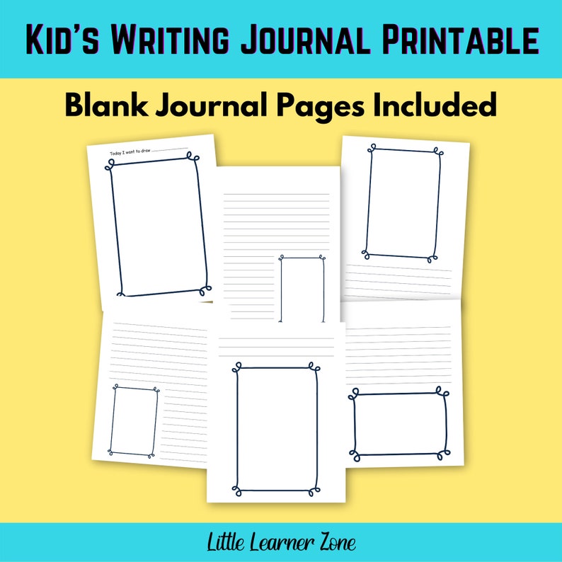 Kid's Writing Journal Printable, Journal Writing for Kindergarten ...