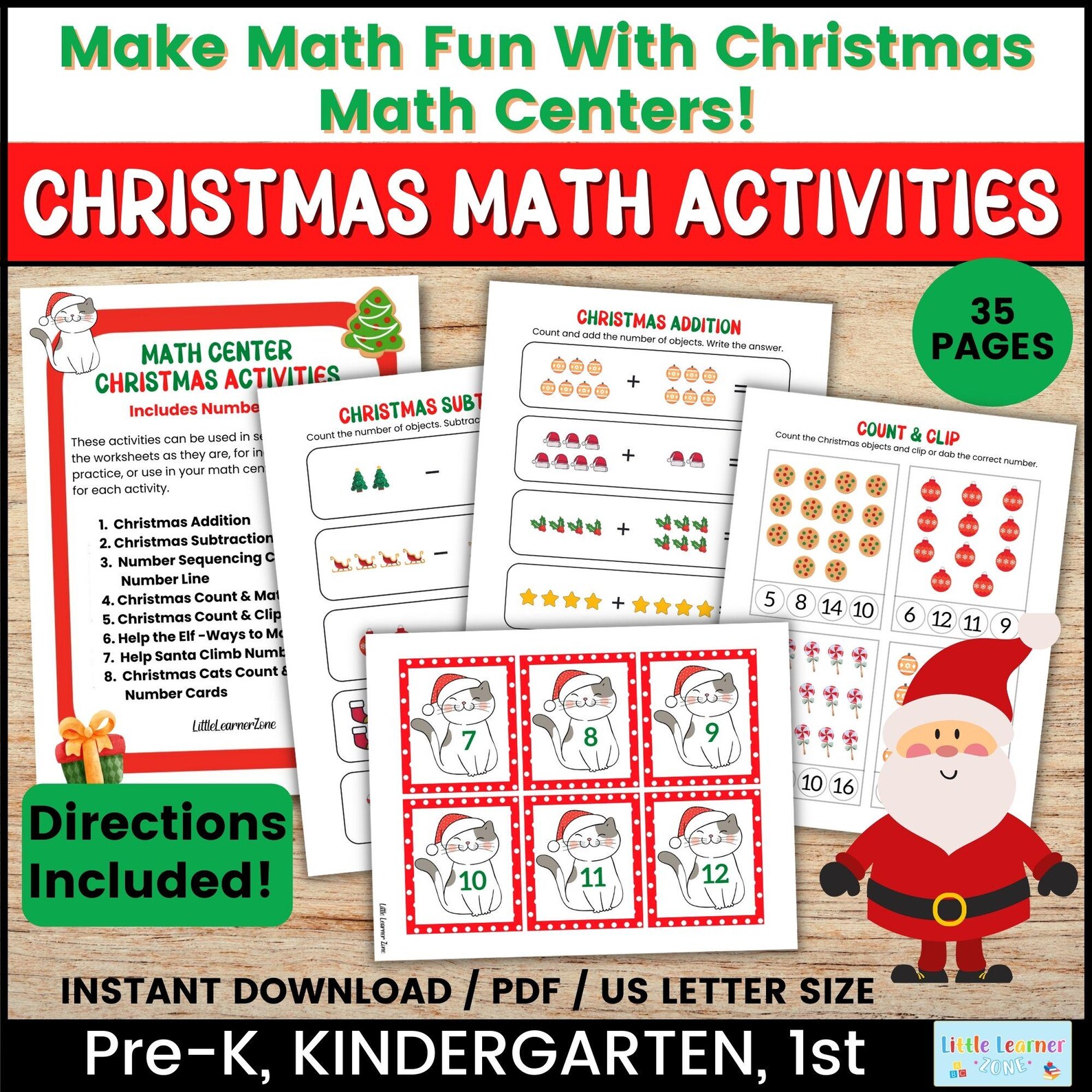 Christmas Math Activity Centers, Math Activities for Kindergarten Pre-k ...