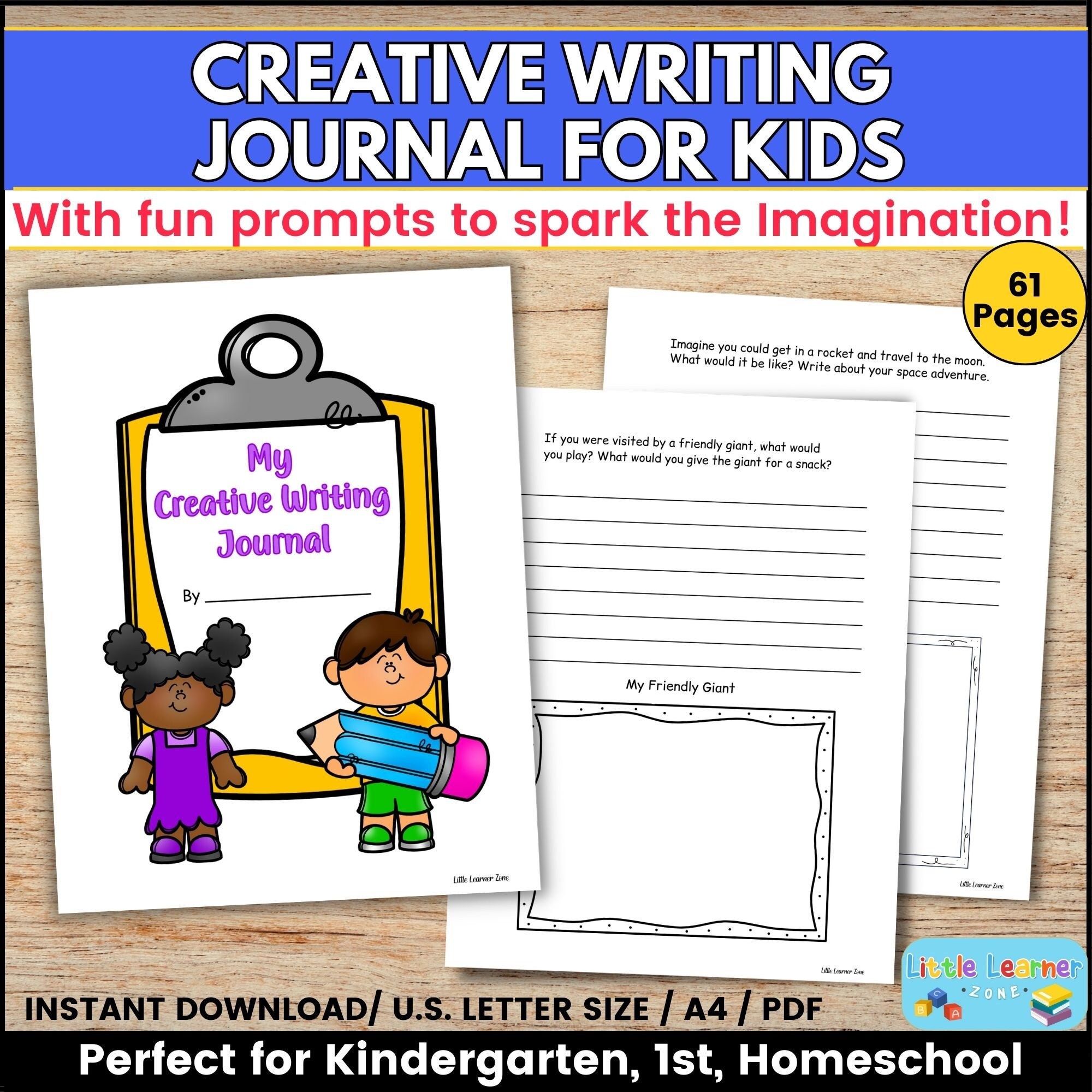Kid's Writing Journal Printable, Journal Writing for Kindergarten ...