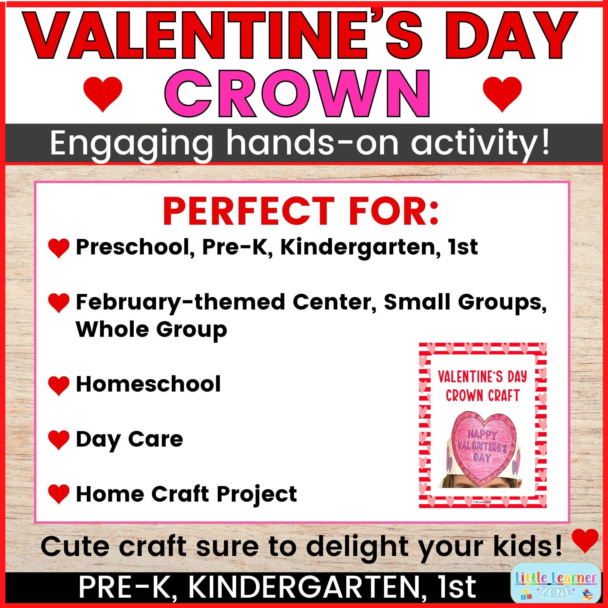 Valentine Crown Craft Printable Valentine Headband for Kids Valentine ...