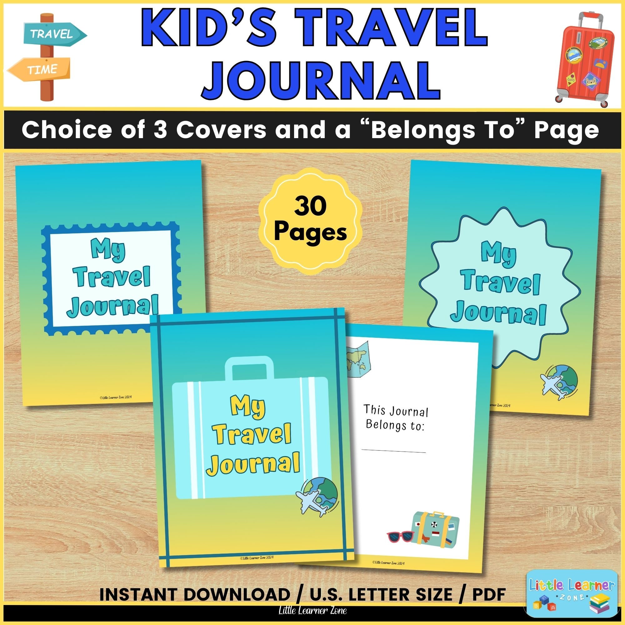 Kid's Travel Journal Printable, Kid's Vacation Memory Journal , Travel ...