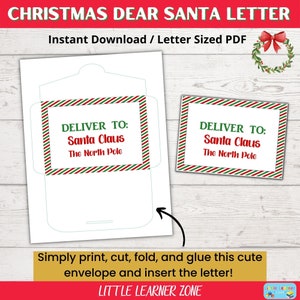 Printable Santa Letter With Envelope, Children's Letter to Santa, Kid's ...