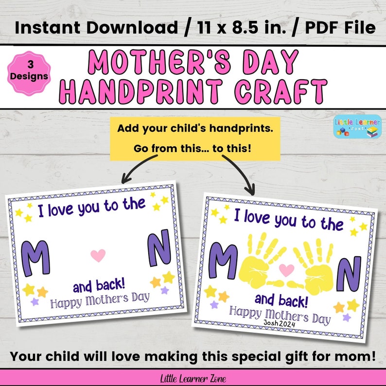 Mother's Day Handprint Craft Activity Personalized Mom Gift From Kids ...