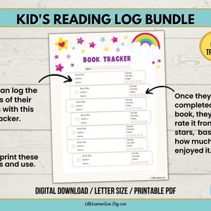 Kids Reading Log Printable, Kids Reading Tracker, Daily Reading Log ...