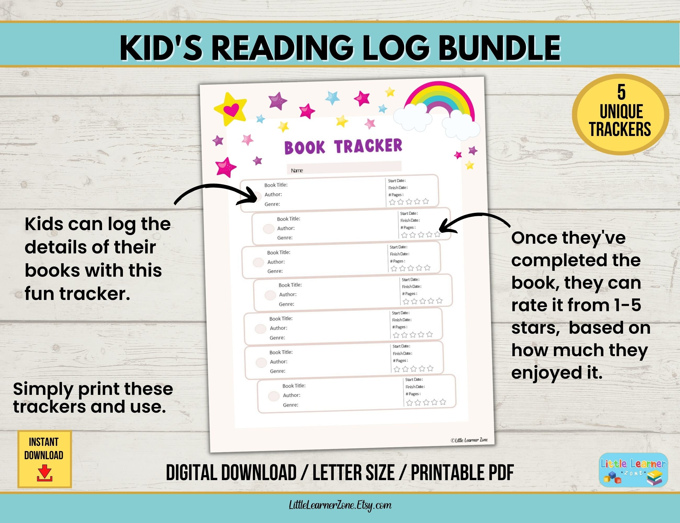 Kids Reading Log Printable, Kids Reading Tracker, Daily Reading Log ...