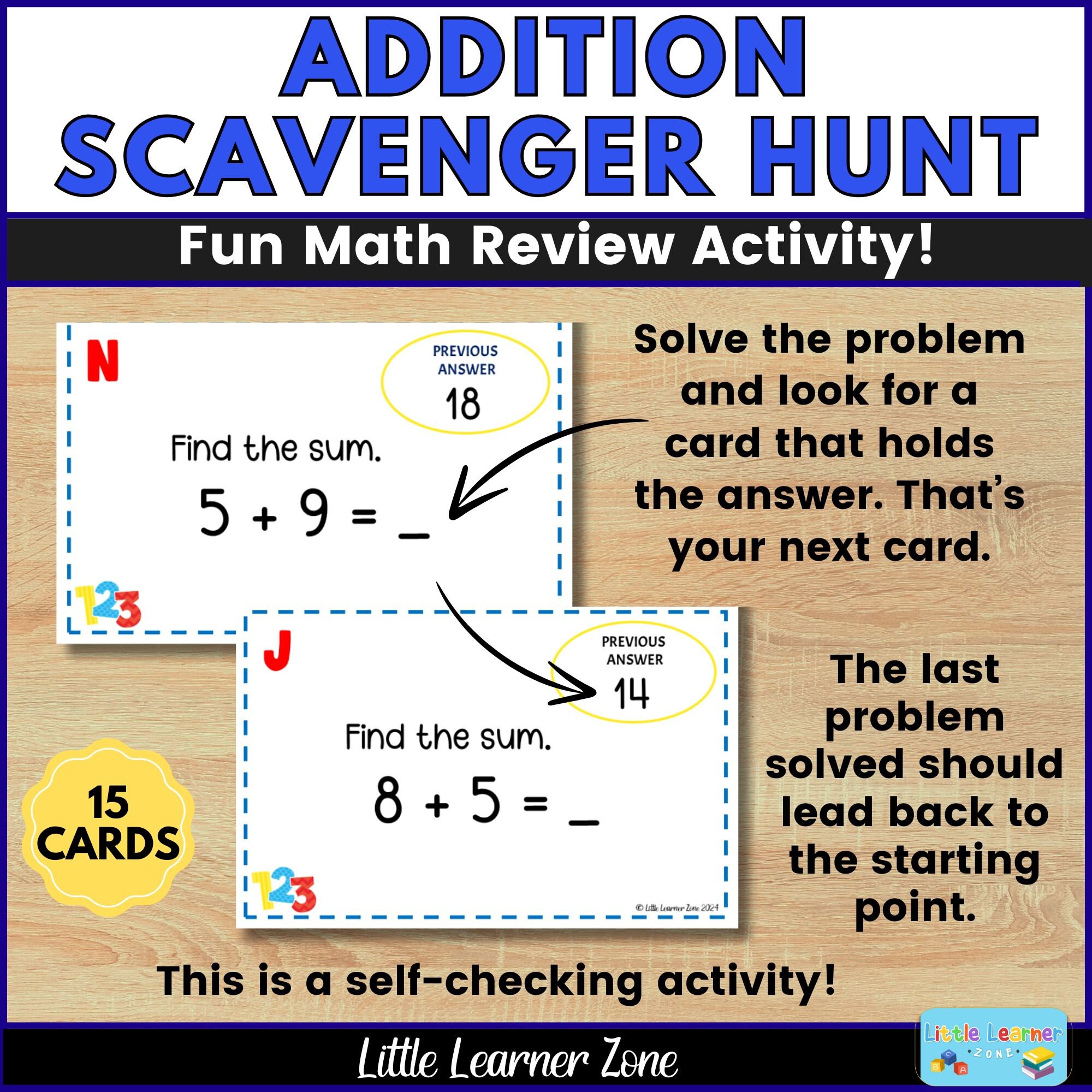 Addition Scavenger Hunt Math Activity Printable, Interactive Math Game ...