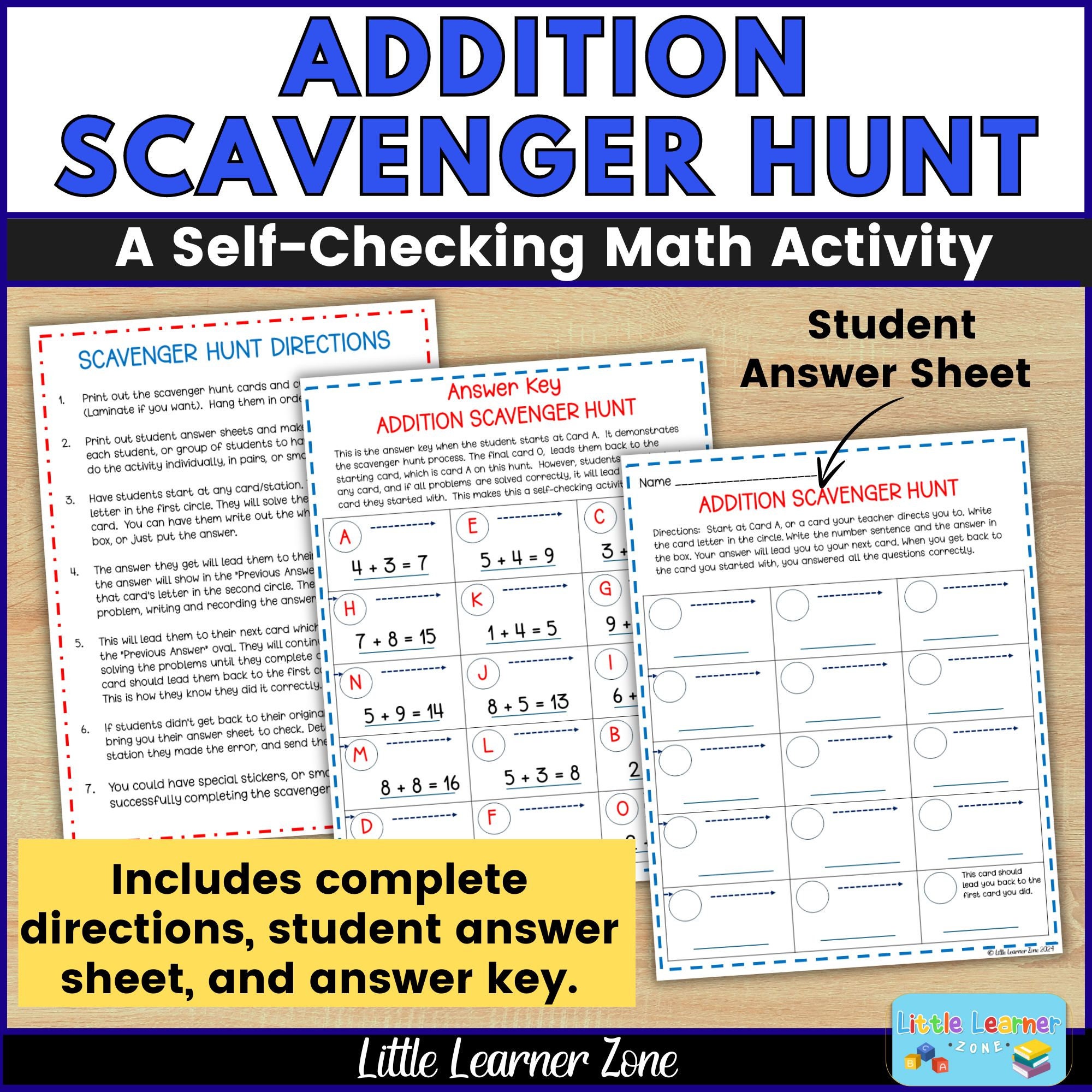 Addition Scavenger Hunt Math Activity Printable, Interactive Math Game ...