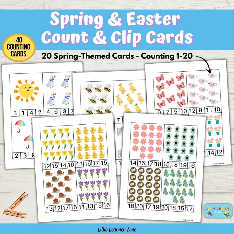 Spring Count & Clip Cards Numbers 1-20 Easter Counting Cards Math ...