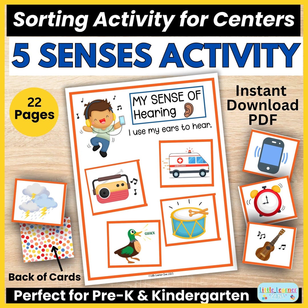 5 Senses Sorting Activity Printable, 5 Senses Science Center Activity ...