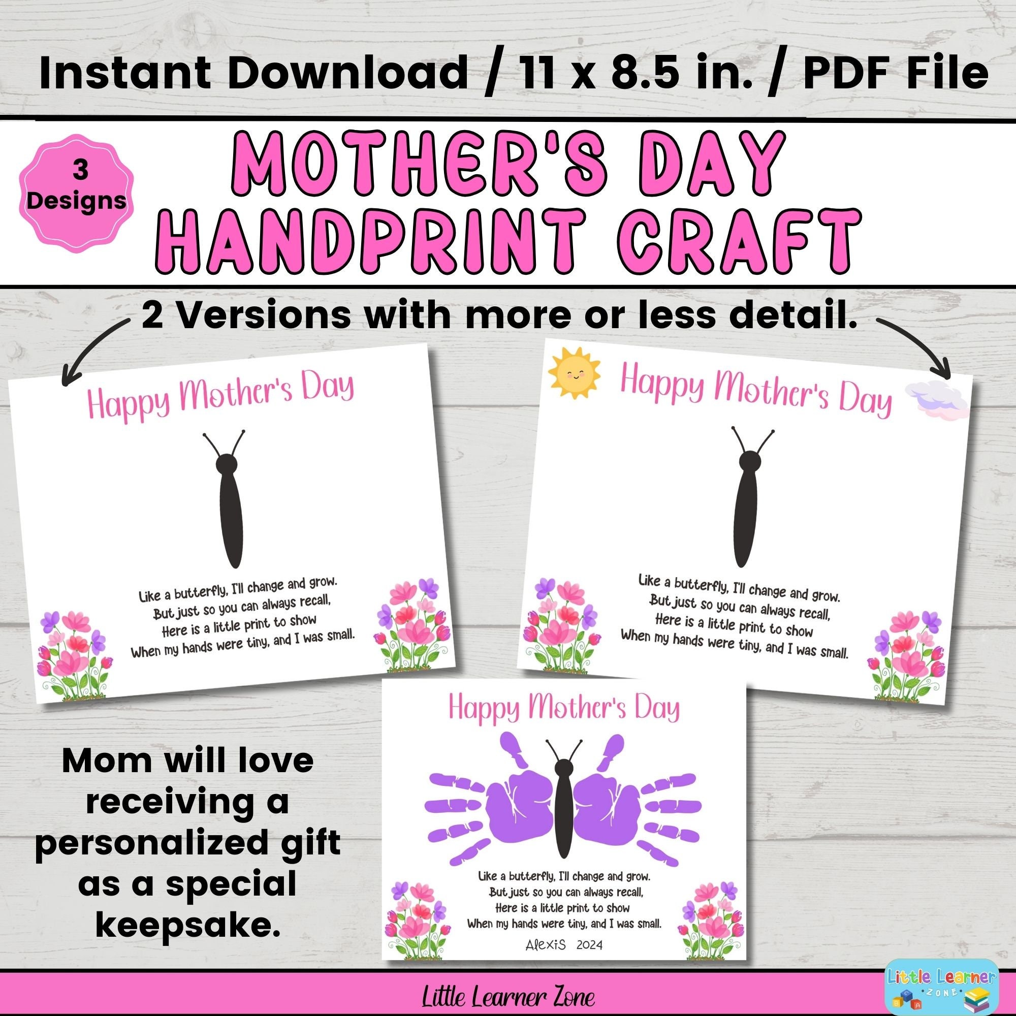 Mother's Day Handprint Craft Activity Personalized Mom Gift From Kids ...