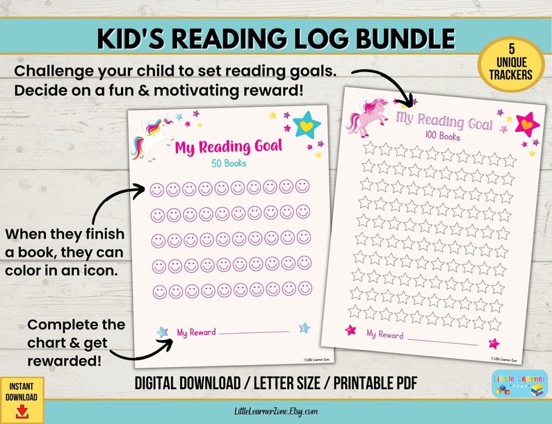 Kids Reading Log Printable, Kids Reading Tracker, Daily Reading Log ...