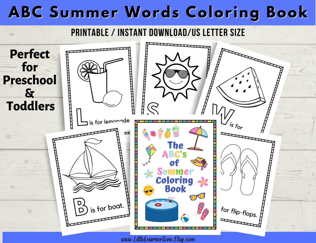 Summer Alphabet Coloring Book, Printable ABC Coloring Book for ...