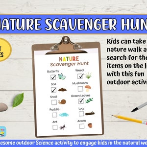 Nature Scavenger Hunt for Kids, Nature Scavenger Hunt Printable ...