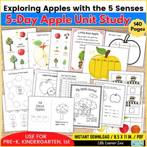 Apple Unit Study Homeschool Printable 5 Day Apple Activity Bundle ...