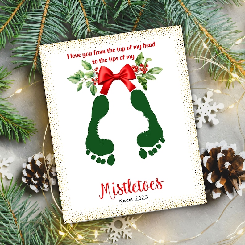 Mistletoe Christmas Footprint Art Craft, Christmas Footprint Craft ...
