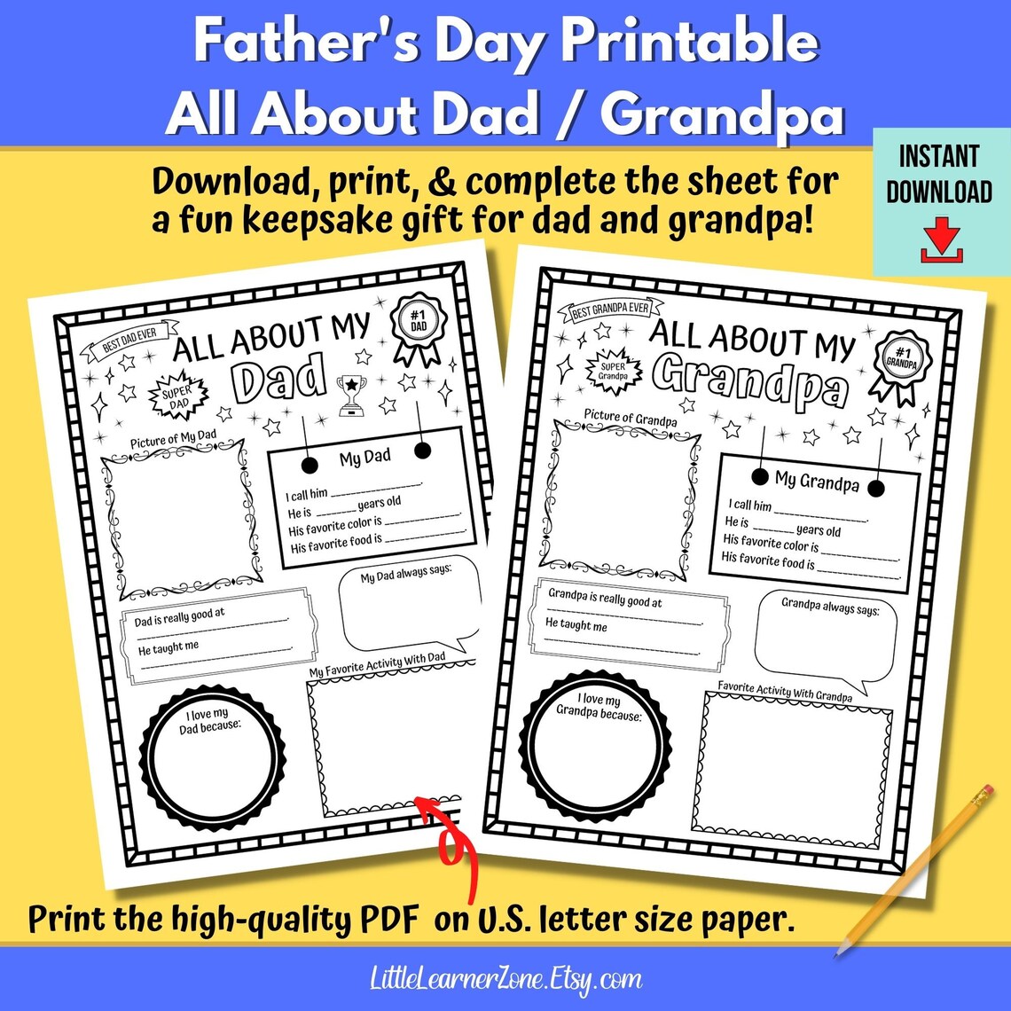 All About Dad All About Grandpa Printable Card, Kids Fathers Day ...