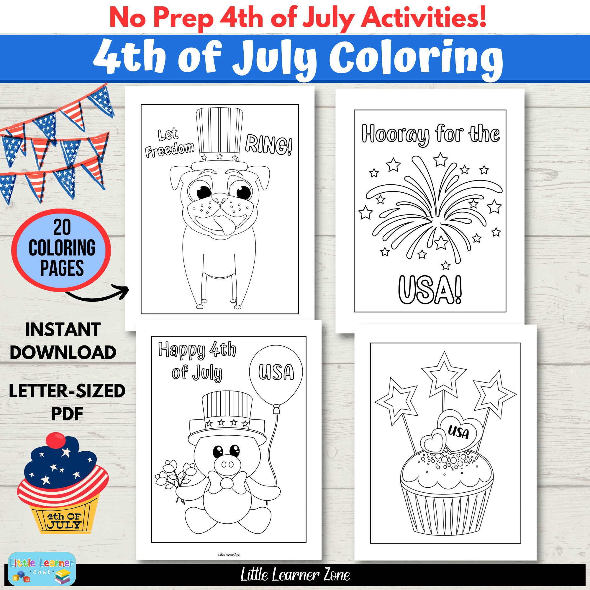 4th of July Coloring Pages for Kids, July 4th Coloring Sheets Printable ...
