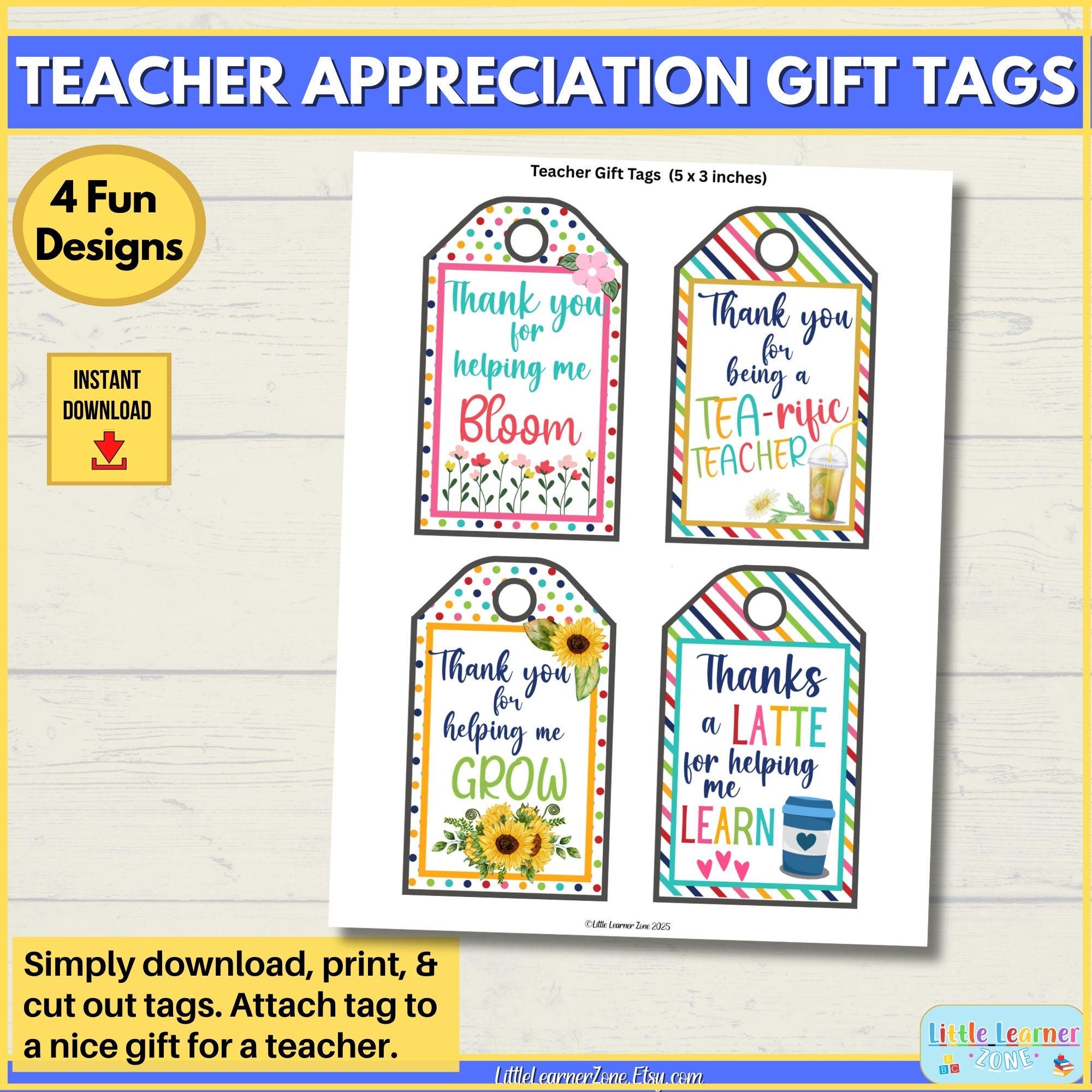 Teacher Appreciation Gift Tags, Teacher Gift Tag Printable, Teacher ...