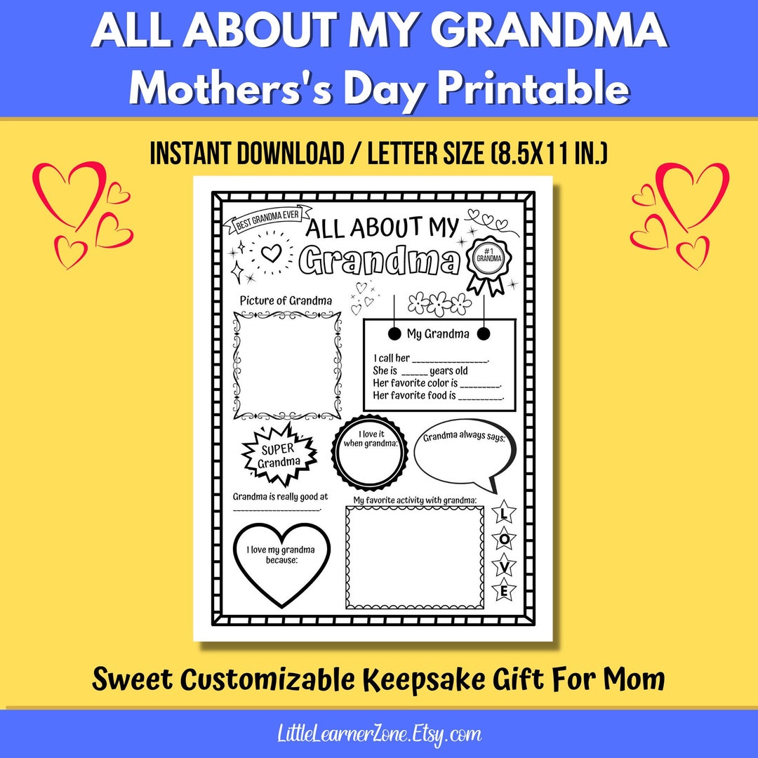 All About My Grandma Printable, Kids Mother's Day Printable ...