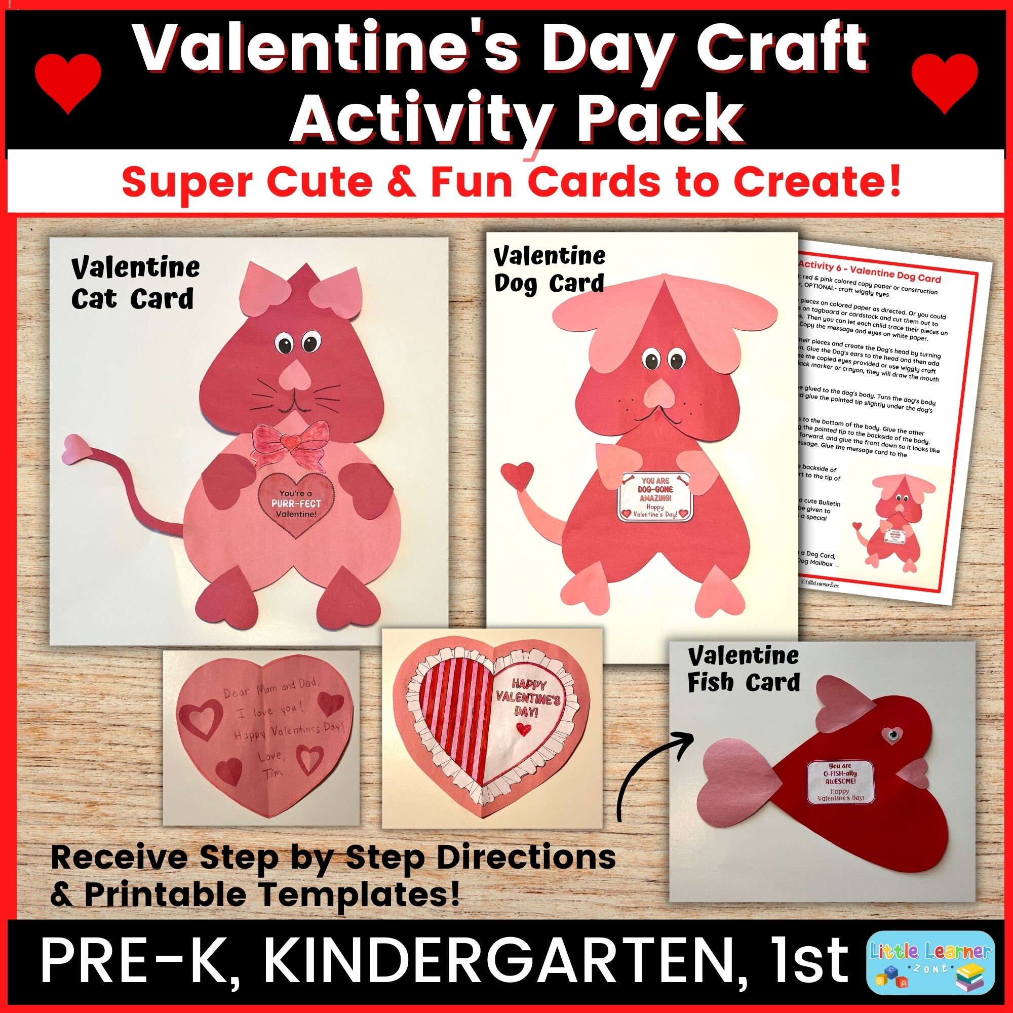 Kids Valentine's Day Craft Activity Pack, Printable Valentine's Day ...