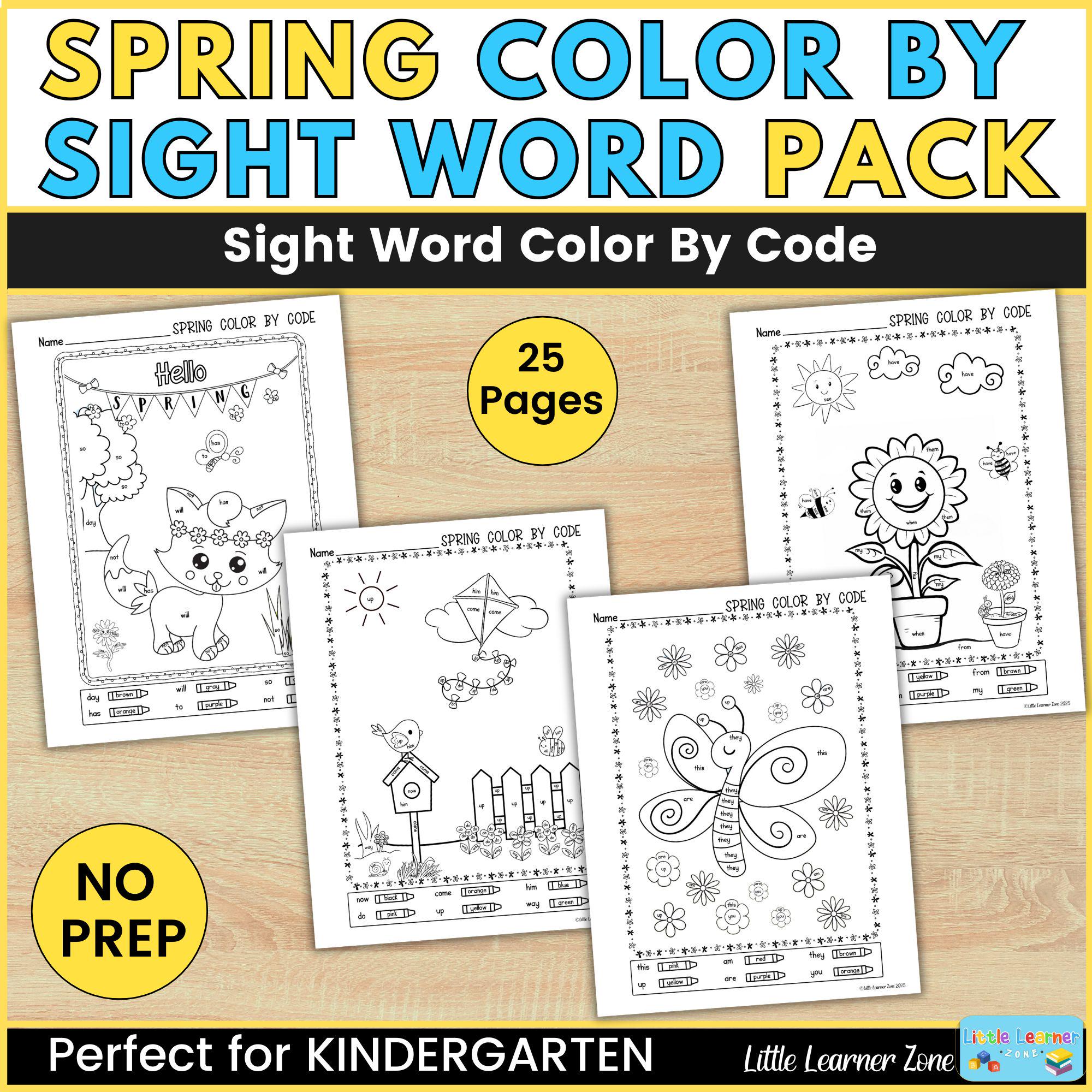 Spring Sight Word Color by Code Activities, Color by Sight Word ...