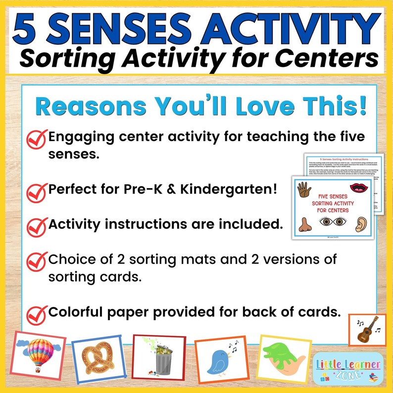 5 Senses Sorting Activity Printable, 5 Senses Science Center Activity ...