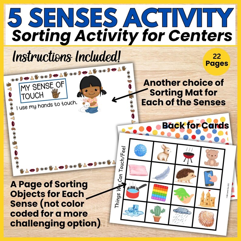 5 Senses Sorting Activity Printable, 5 Senses Science Center Activity ...