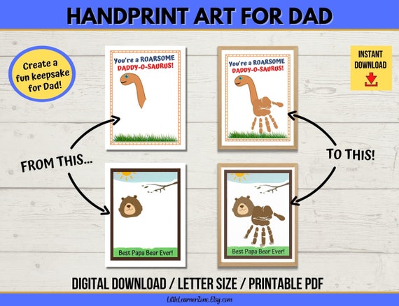 Personalized Dad Handprint Art Printable Father's Day - Etsy