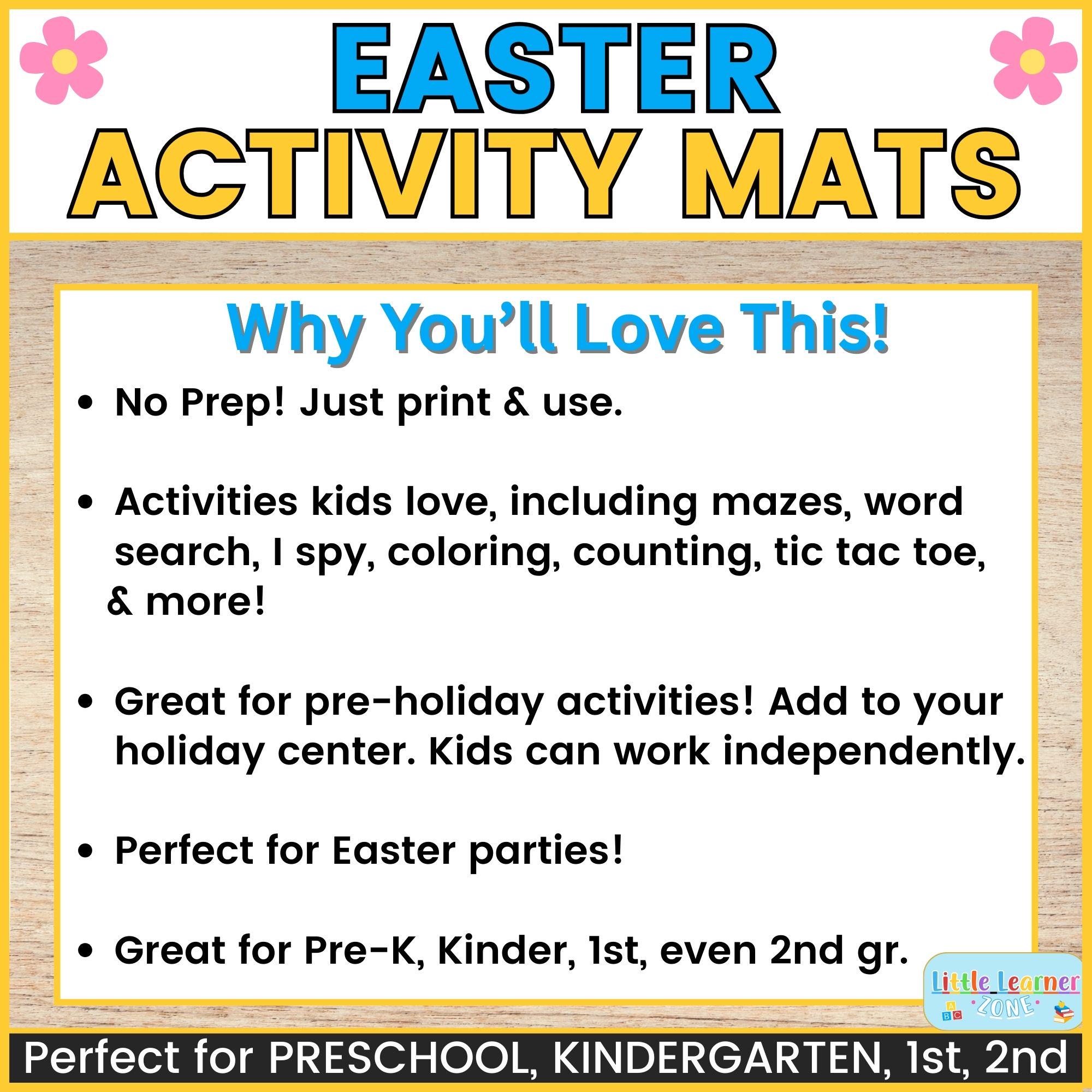 Easter Activity Placemat Printable Preschool Happy Easter Coloring ...