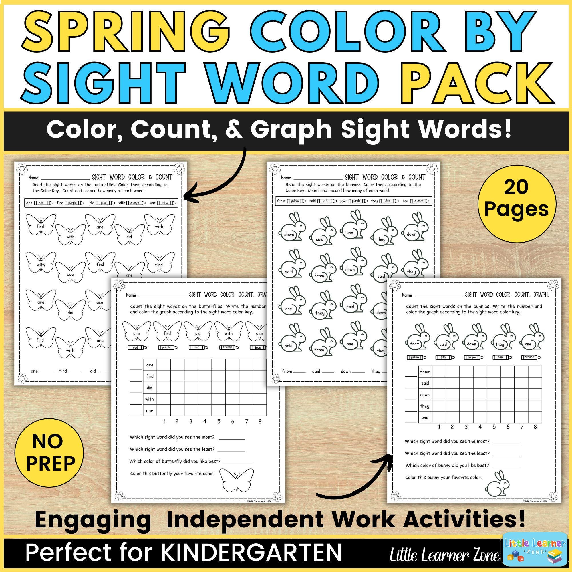 Spring Sight Word Color by Code Activities, Color by Sight Word ...