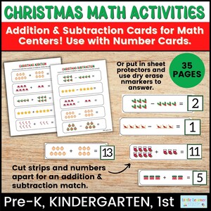 Christmas Math Activity Centers, Math Activities for Kindergarten Pre-k ...