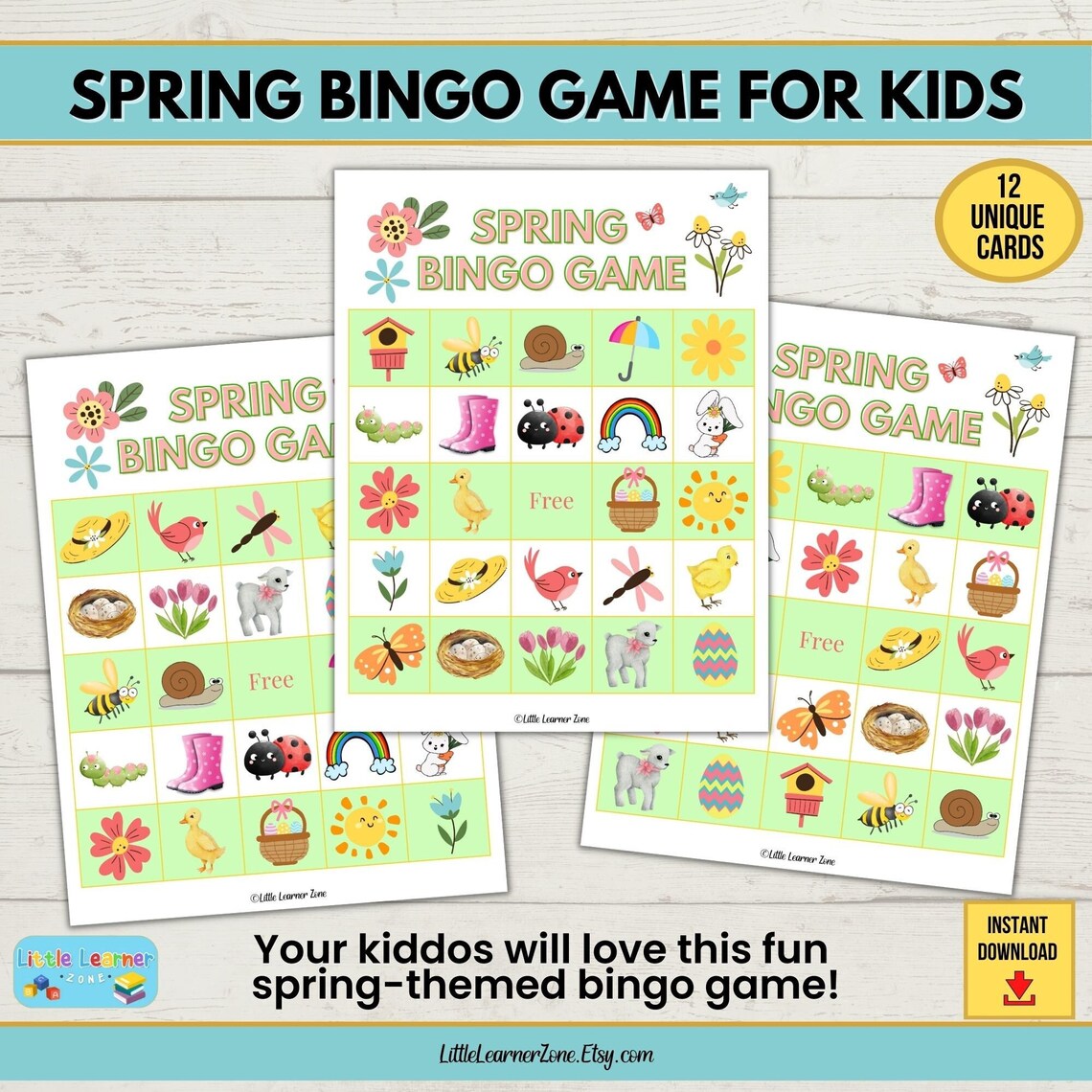 Spring Bingo Game for Kids, Spring Printable Game, Spring Family ...