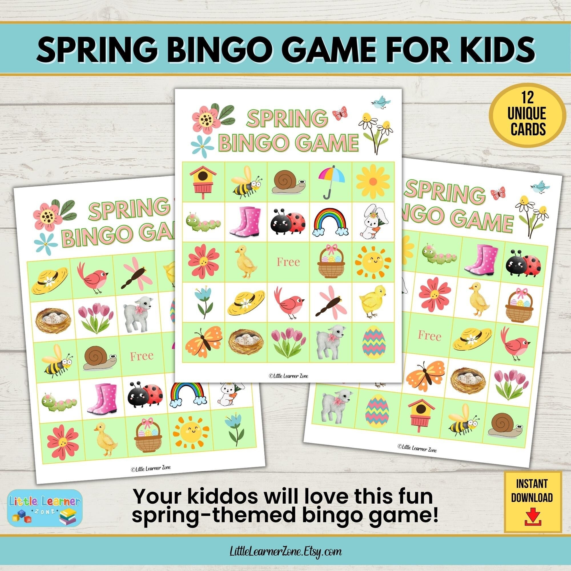 Spring Bingo Game for Kids, Spring Printable Game, Spring Family ...