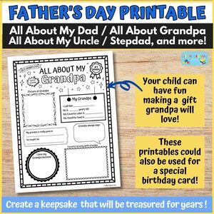 All About Dad All About Grandpa Printable Card, Kids Fathers Day ...