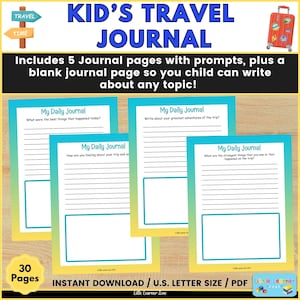 Kid's Travel Journal Printable, Kid's Vacation Memory Journal , Travel ...