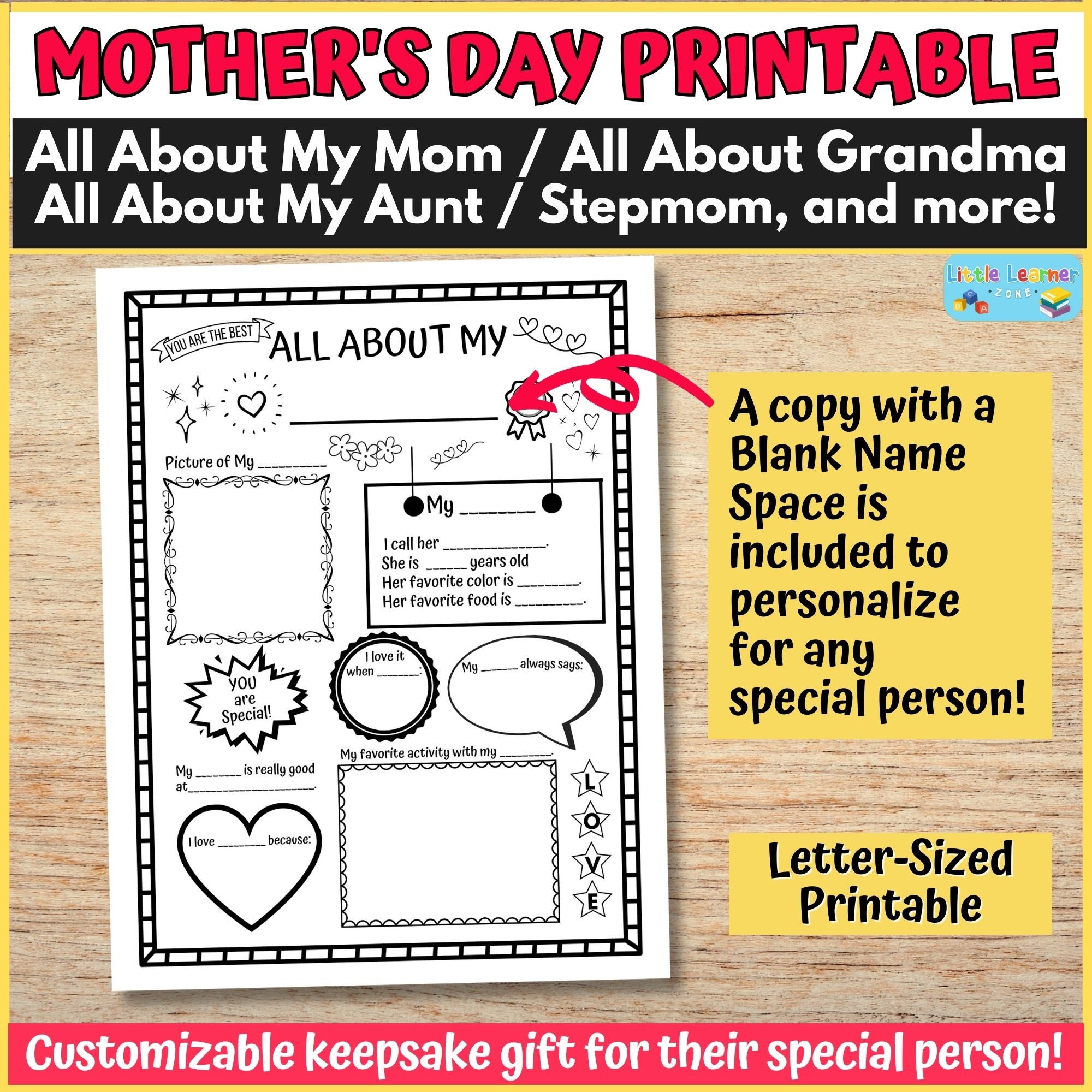 All About My Mom All About My Grandma Printable, Kids Mother's Day ...